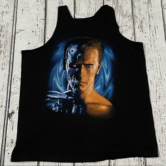 Vintage | Shirts | Vintage Terminator 2 T2 3d Movie 99s Hollywood Tank ...